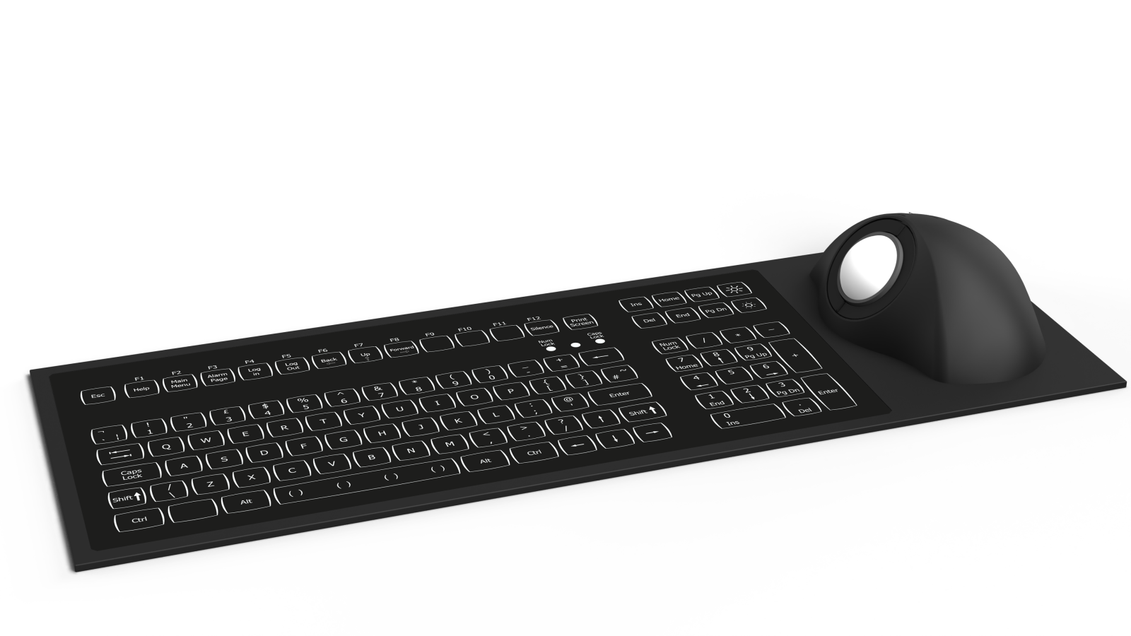 Backlit waterproof keyboard with E38 ergonomic trackball - Panel mount ...