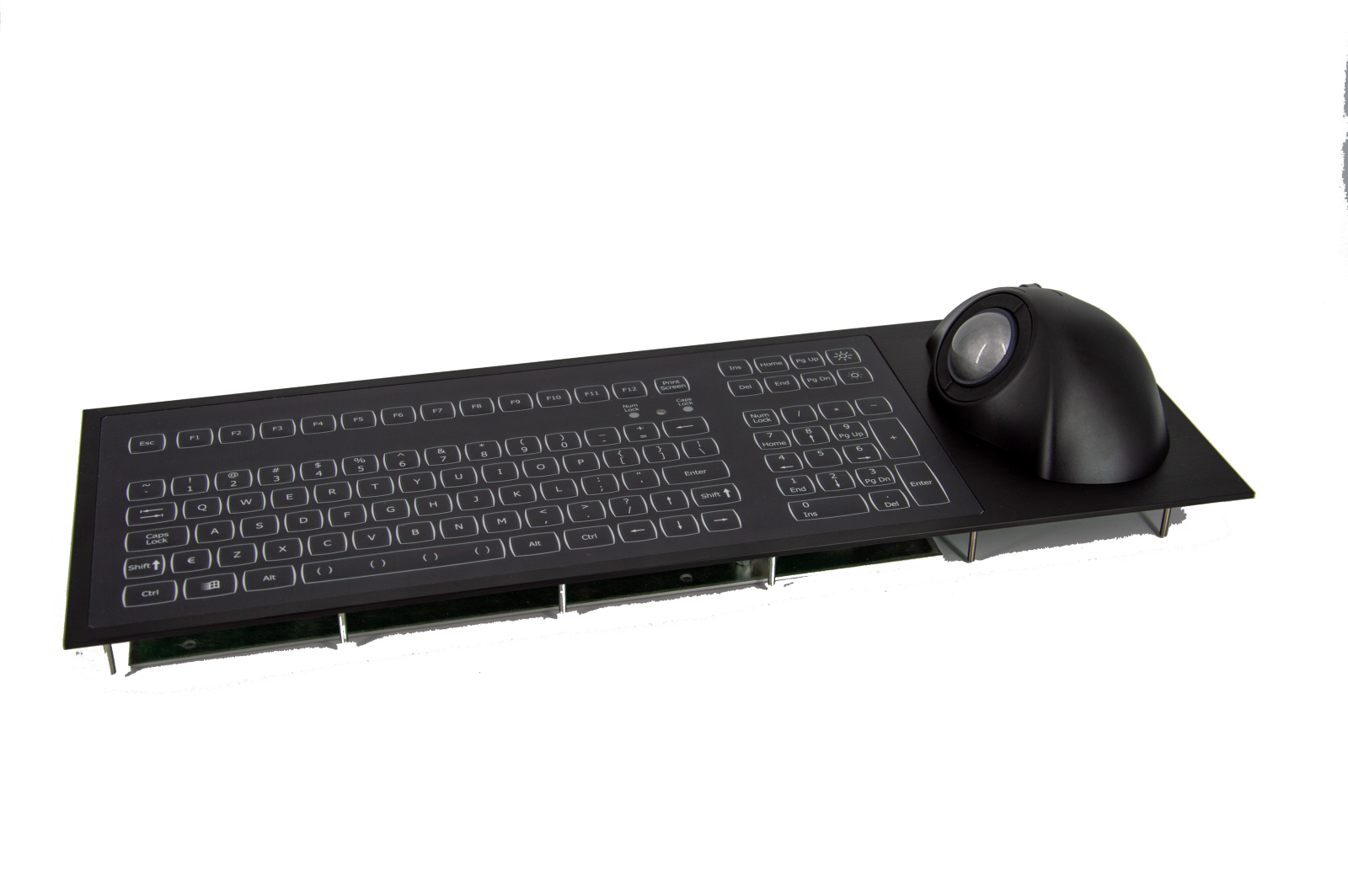 Backlit waterproof keyboard with E38 ergonomic trackball - Panel mount ...